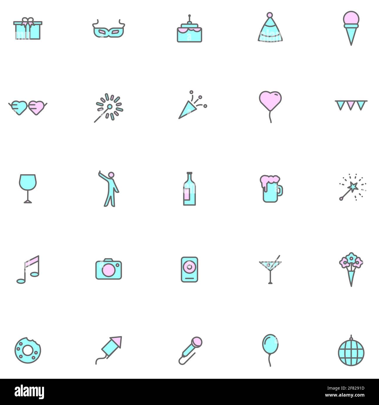 Set of party line icon. Simple trendy celebrate outline symbol concept ...