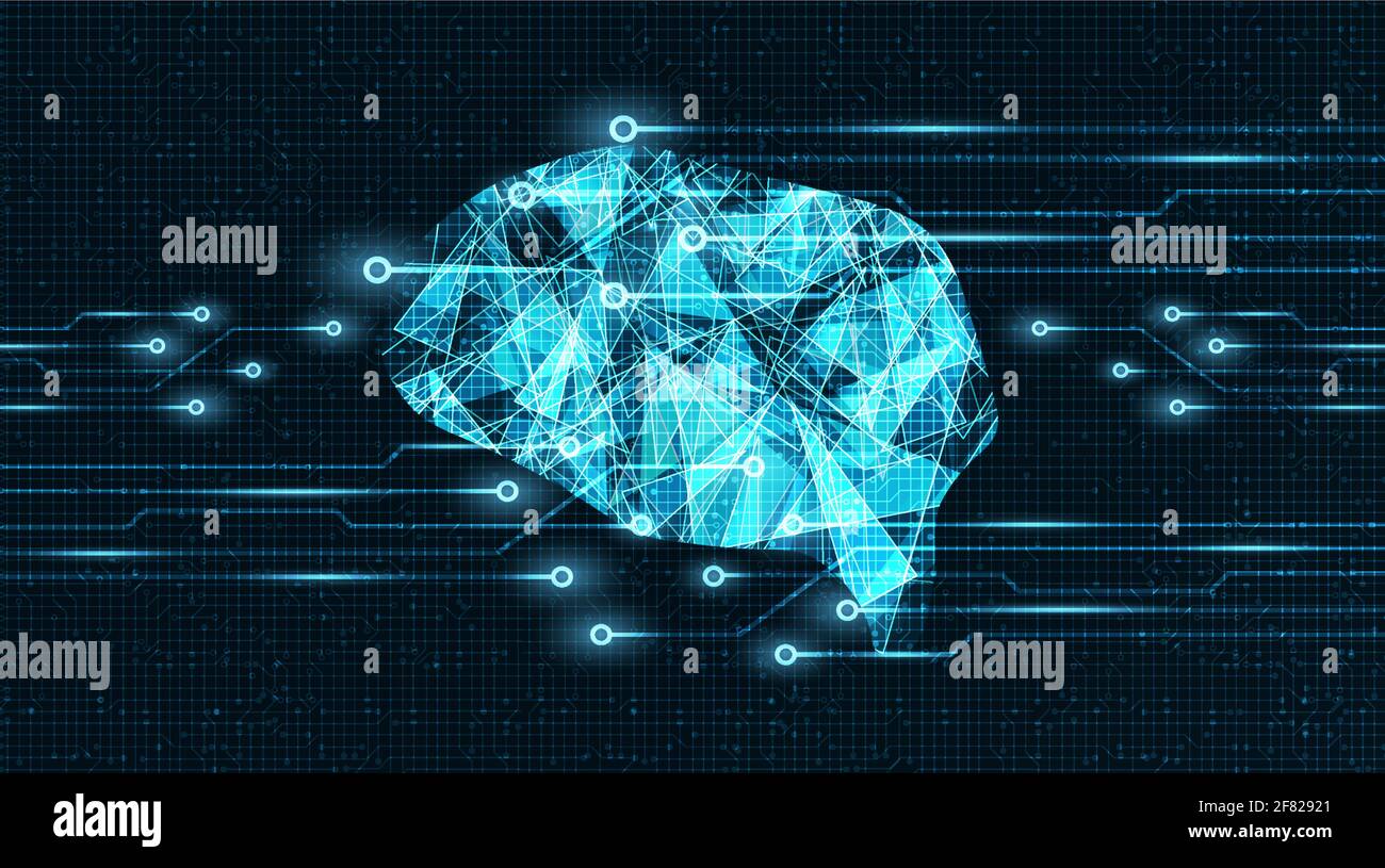 Digital Brain Technology on Circuit Microchip Background,science and ...