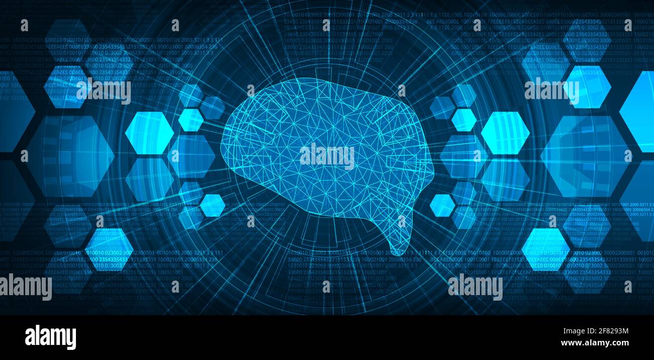 Digital Brain System on Technology Circuit Microchip Background,future ...