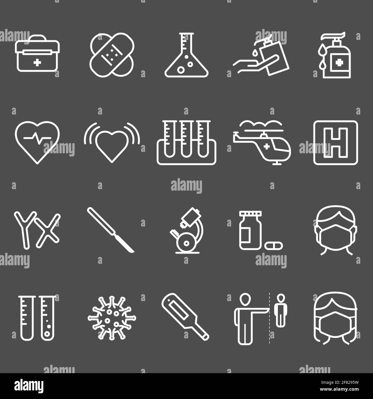 Set of medical outline icon. Healthcare thin symbol vector. Pharmacy ...