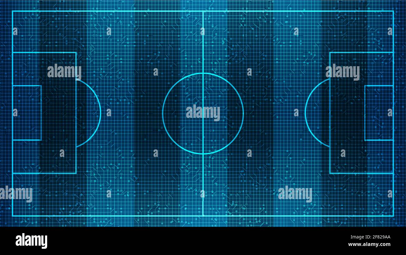 Modern Football field on Virtual Digital Technology Background.vector ...