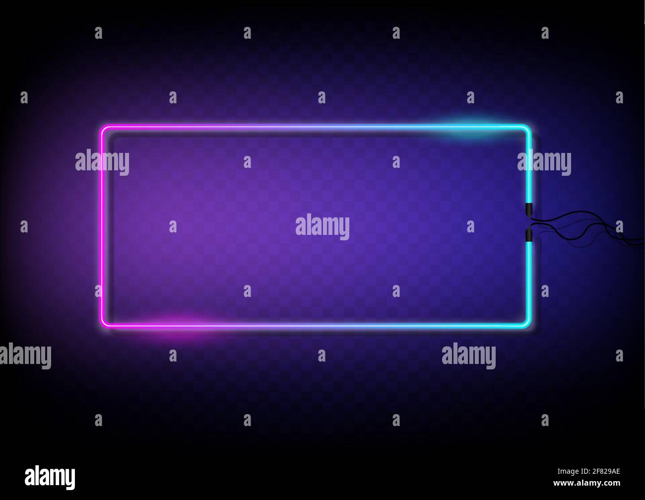 Neon color light frame. Retro rectangle fluorescent for wall frame with ...