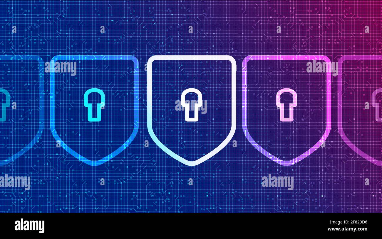 Binary Technology Shields Security,protection and connection Concept ...