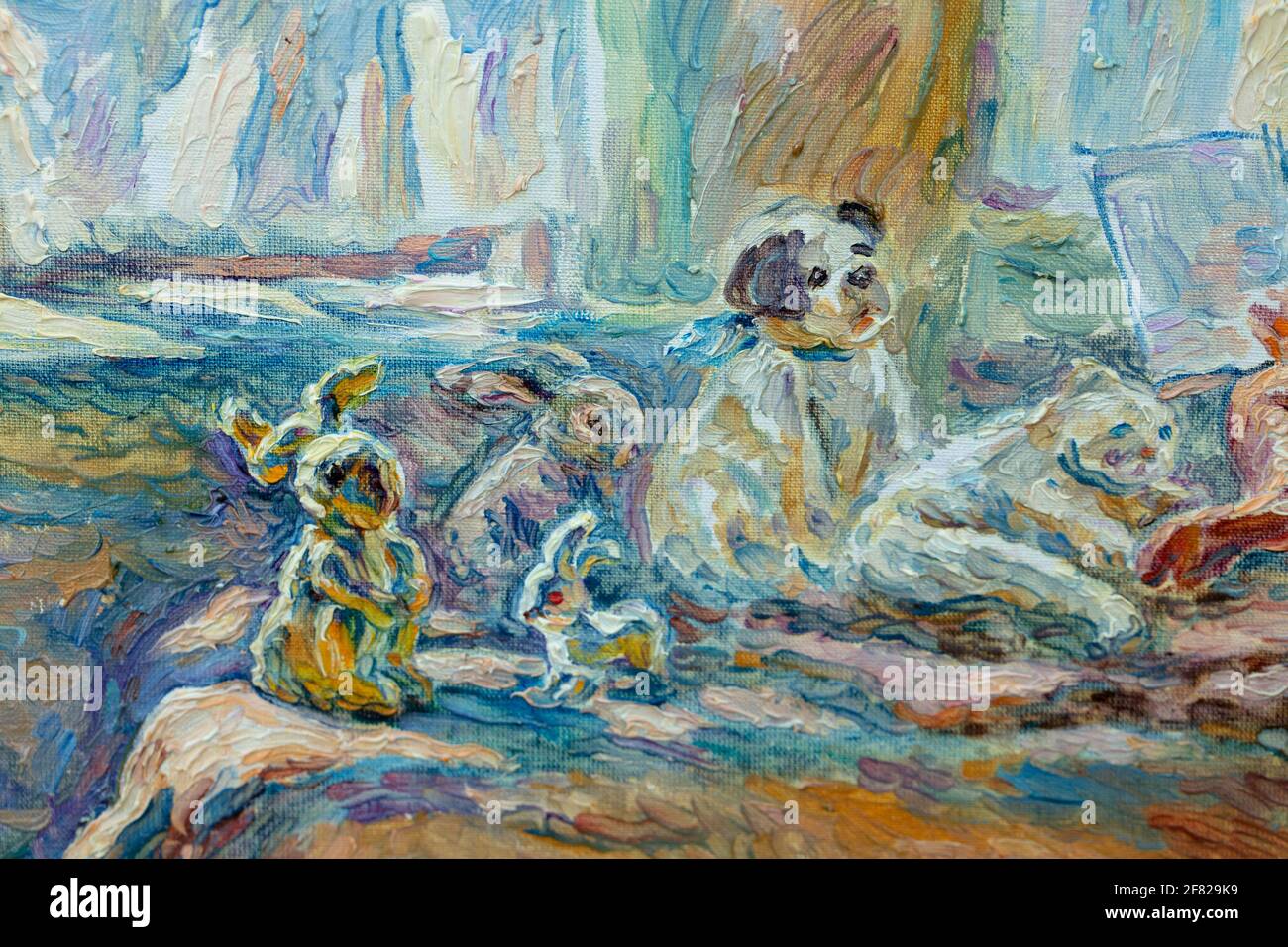 composition of several objects, oil painting, handmade Stock Photo - Alamy