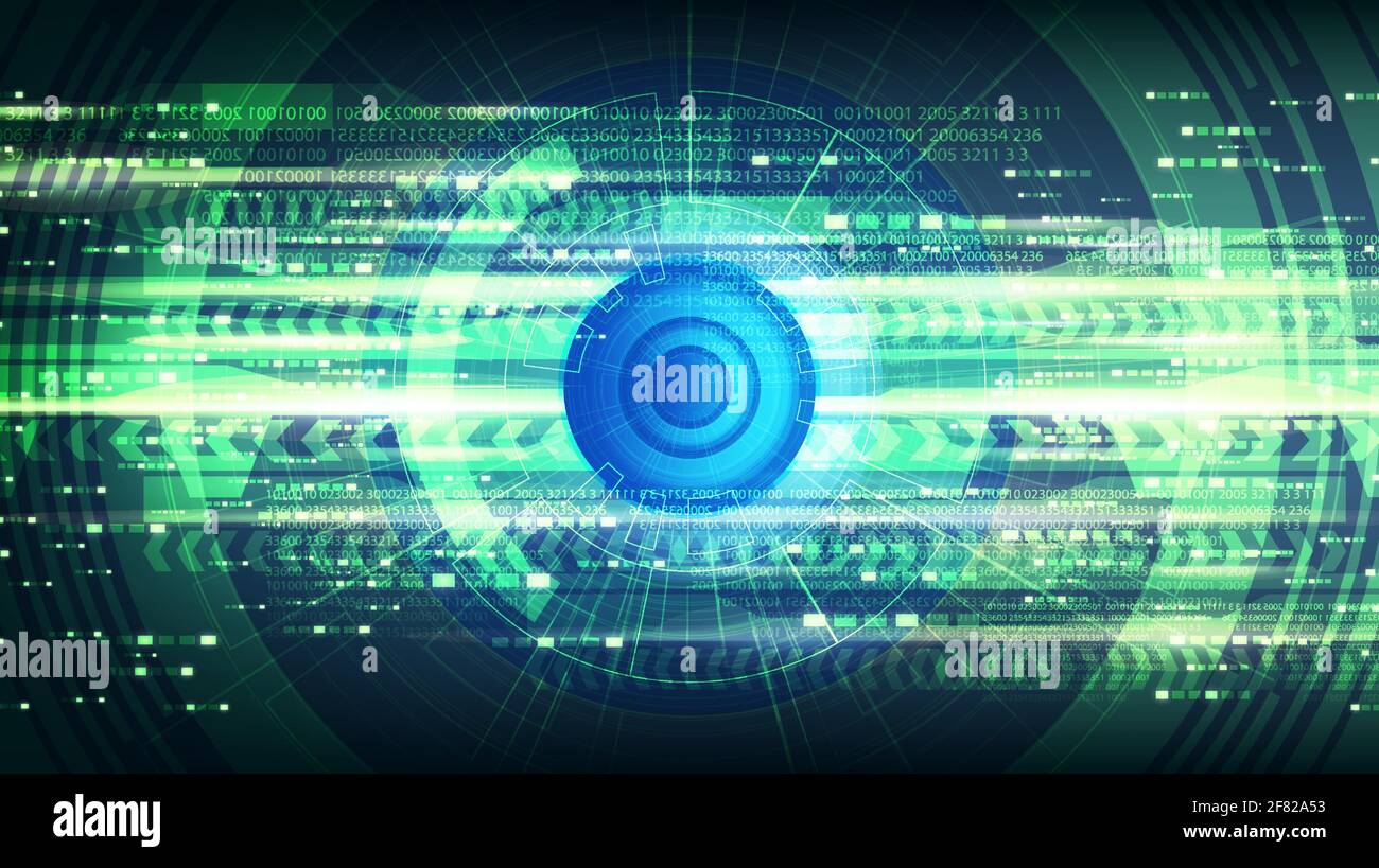 Blue Eye Camera Cyber Hi-tech on Future green Technology Background ...