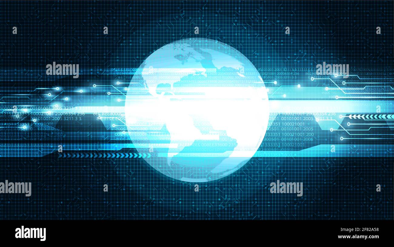 Digital World Security Network on Global Technology Background ...