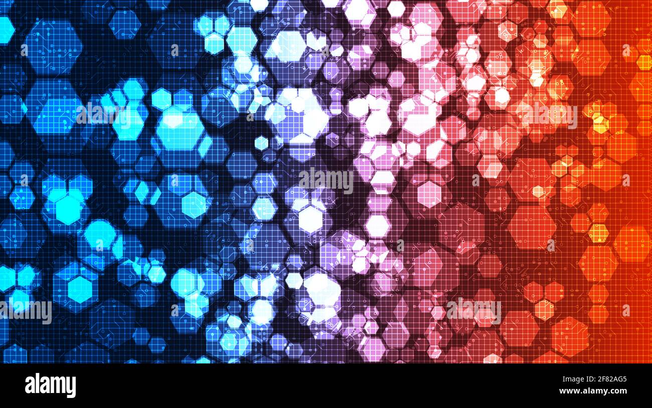 Colorful Circuit Polygon Technology background Hi-tech Digital and ...