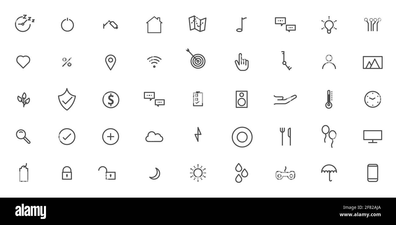 Set of smart home icon. Residence simple symbol.Indoor object element ...