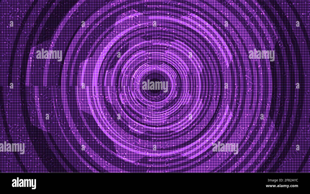 Purple Circle Microchip on Technology Background,Hi-tech Digital and ...
