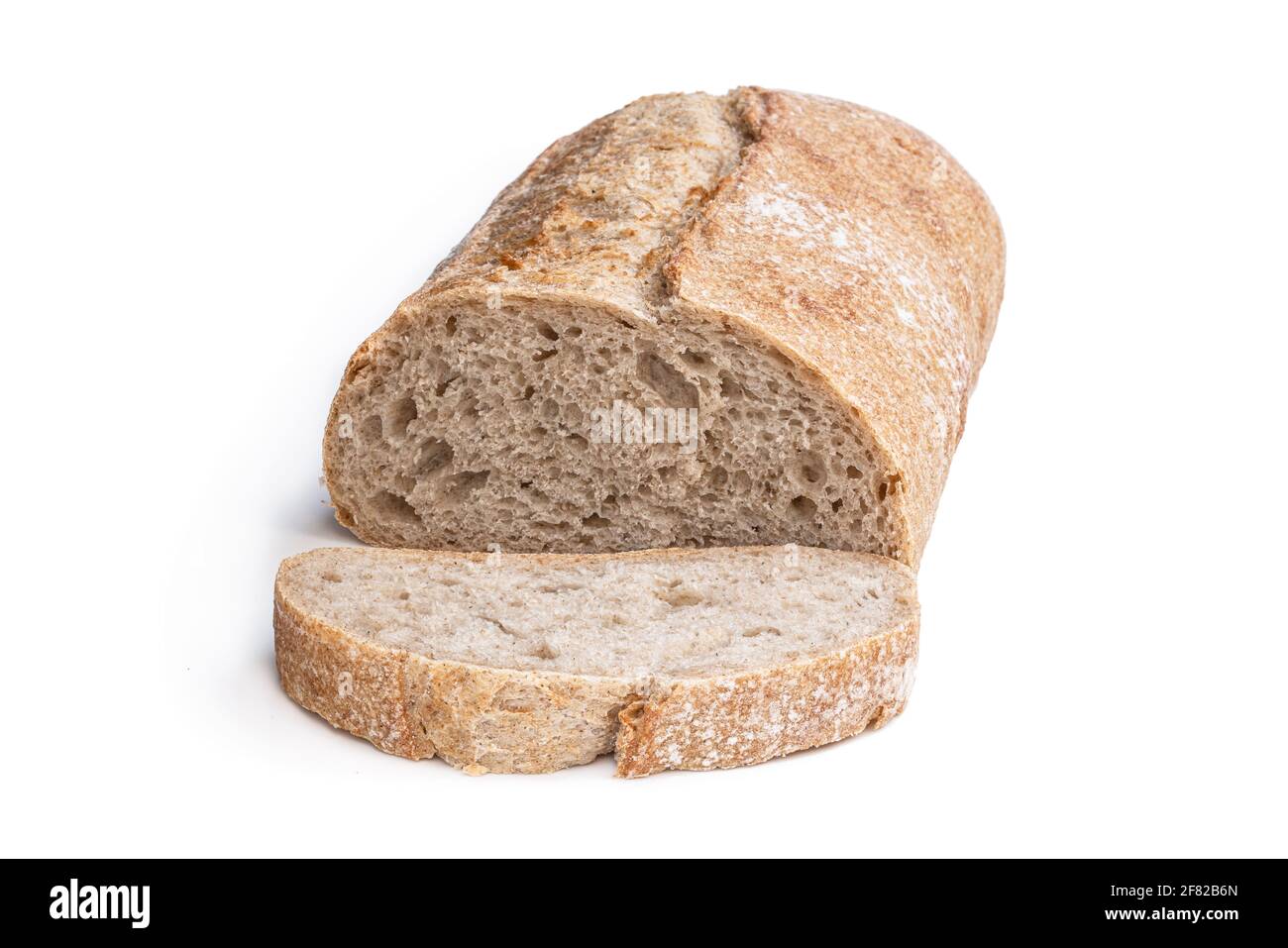 Homemade wholemeal bloomer loaf isolated on white Stock Photo - Alamy