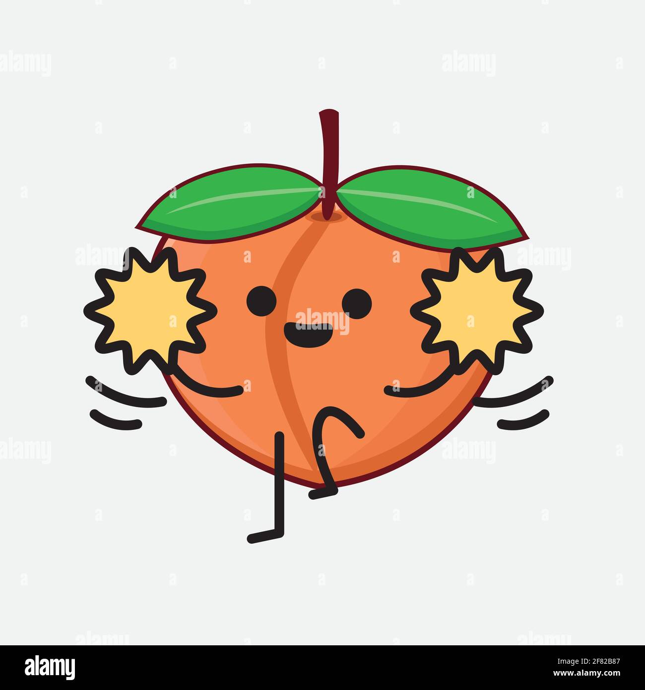 Vector Illustration of Peach Fruit Character with cute face, simple ...