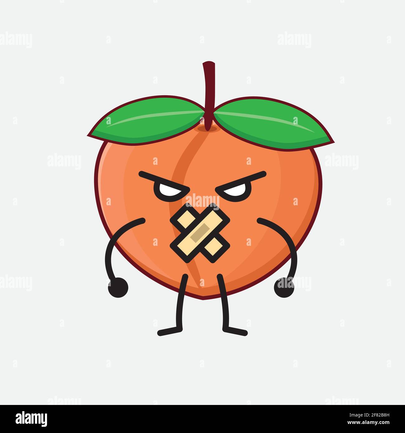 Vector Illustration of Peach Fruit Character with cute face, simple ...