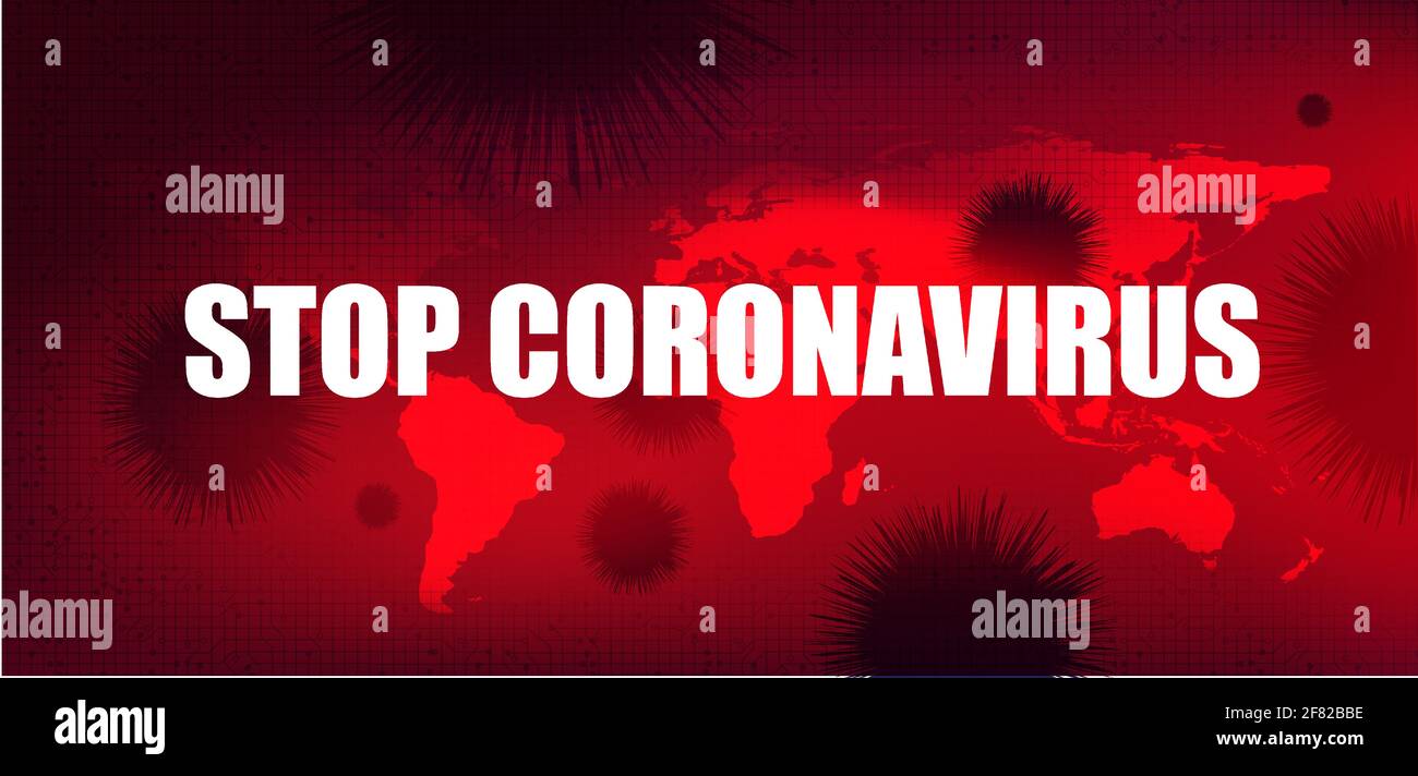 Stop Coronavirus text with Global background,cell outbreak concept ...