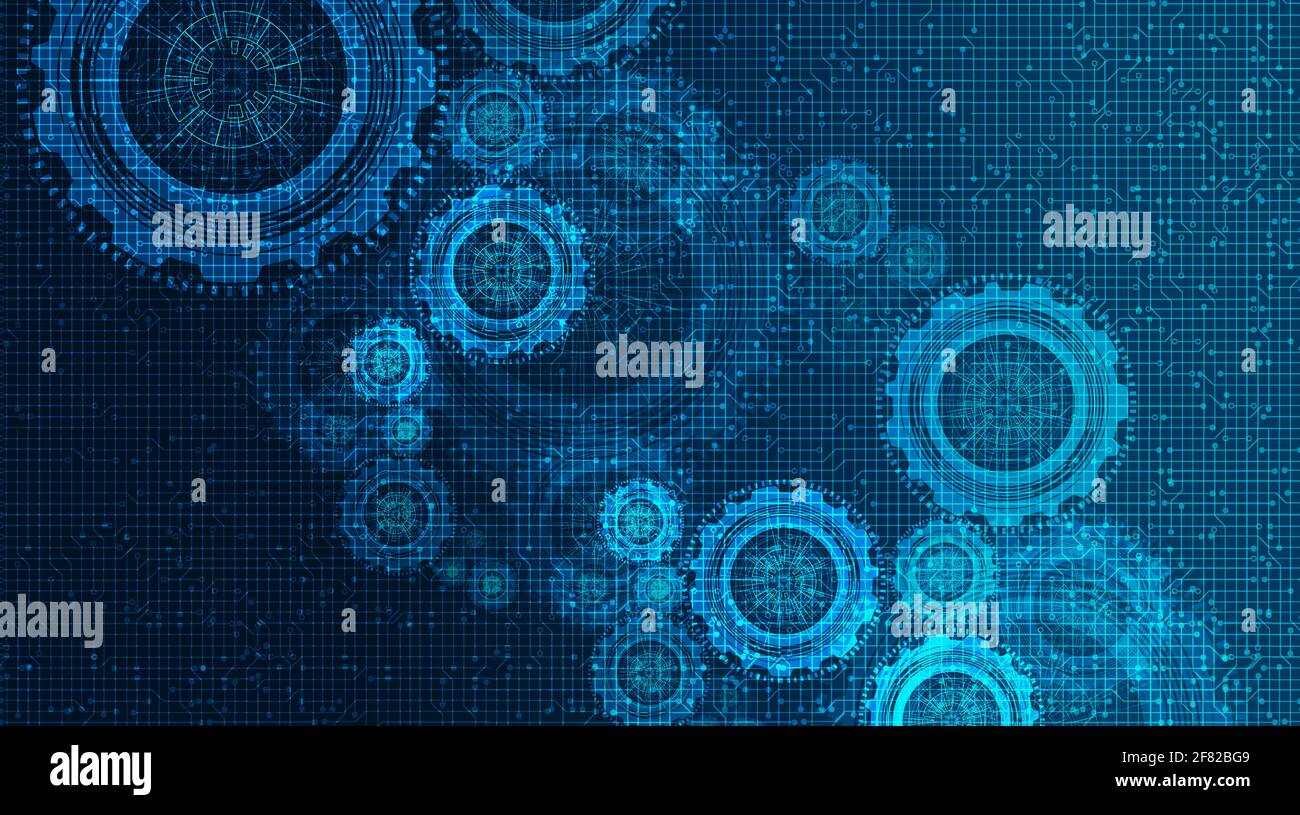 Digital Gears wheel and Cock on Technology Background,vector Stock ...