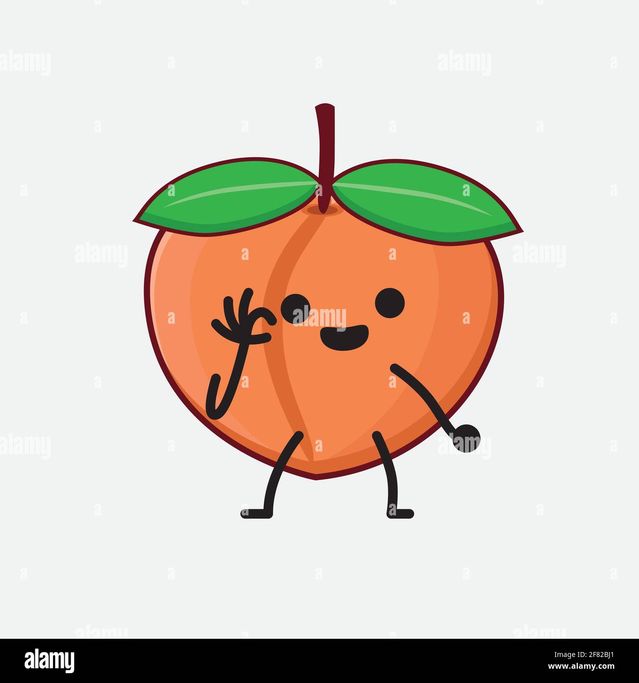 Vector Illustration of Peach Fruit Character with cute face, simple ...