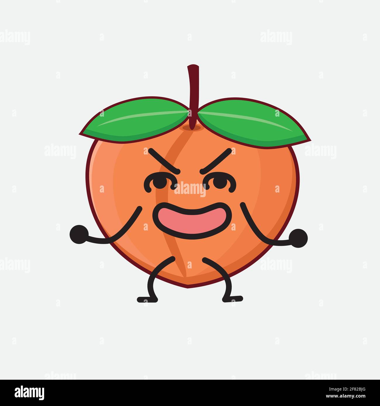 Vector Illustration of Peach Fruit Character with cute face, simple ...