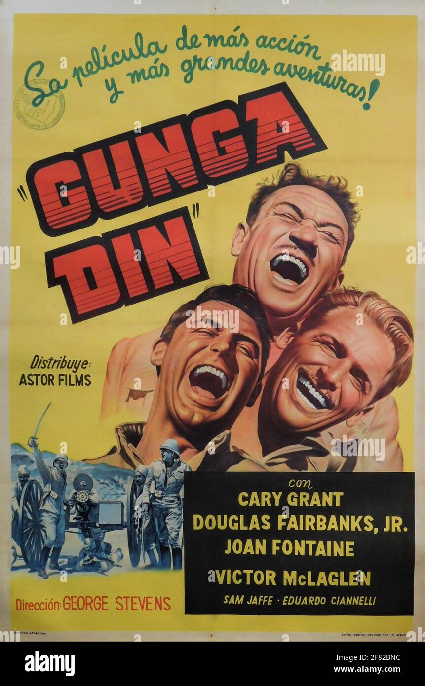 CARY GRANT VICTOR McLAGLEN and DOUGLAS FAIRBANKS Jr in GUNGA DIN 1939 ...