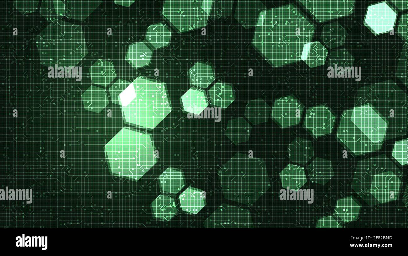 Green Circuit Polygon Technology background Hi-tech Digital and ...