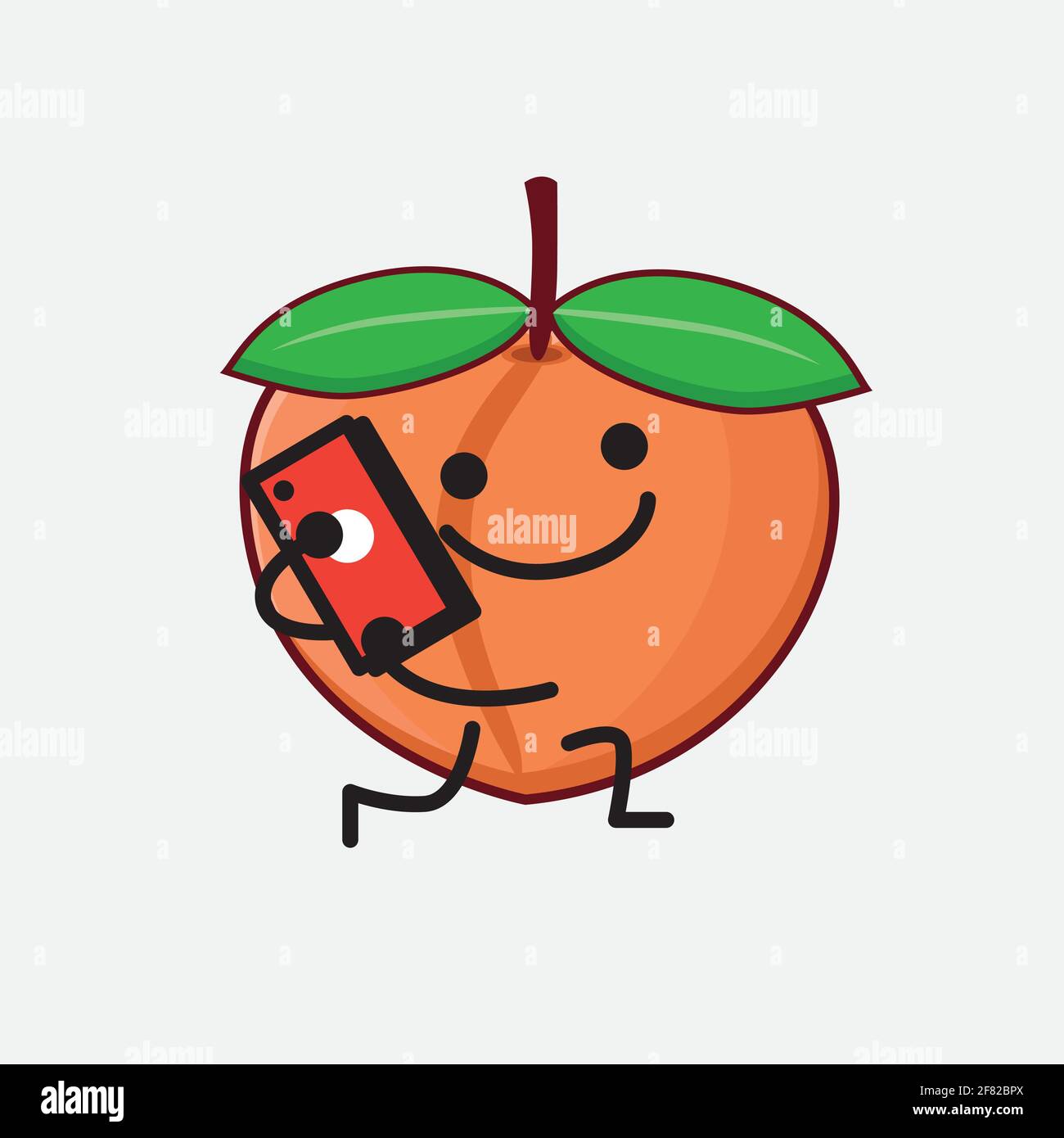 Vector Illustration of Peach Fruit Character with cute face, simple ...