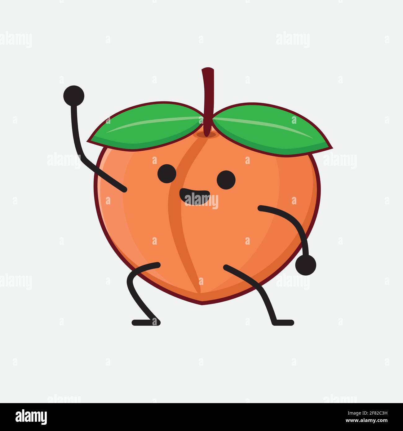 Vector Illustration of Peach Fruit Character with cute face, simple ...