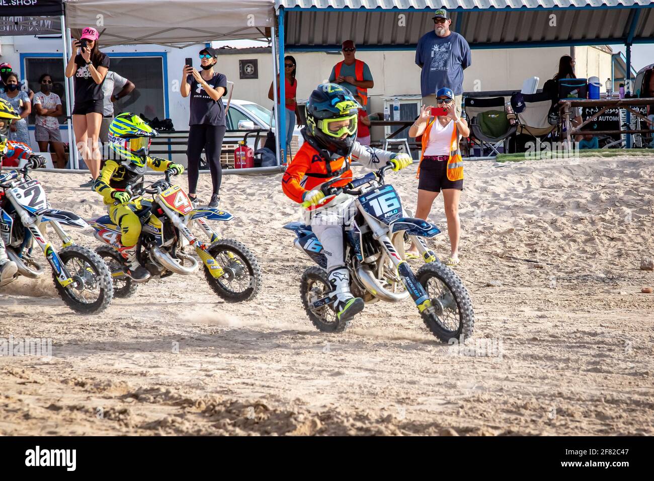 DUBAI, UNITED ARAB EMIRATES - Mar 20, 2021: junior motocross riders and ...