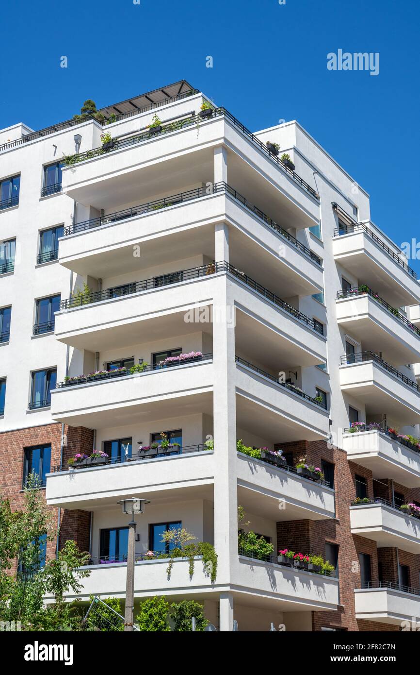 Modern white apartment block seen in Berlin, Germany Stock Photo - Alamy