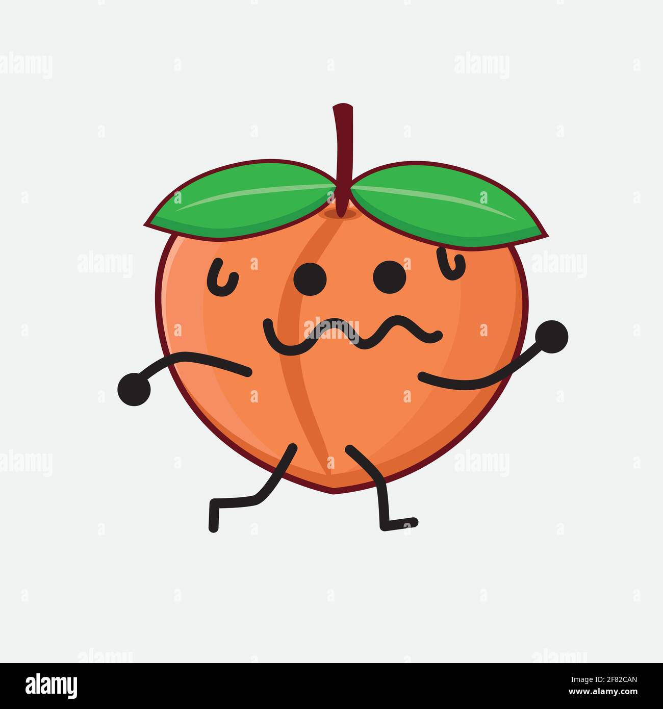 Vector Illustration of Peach Fruit Character with cute face, simple ...