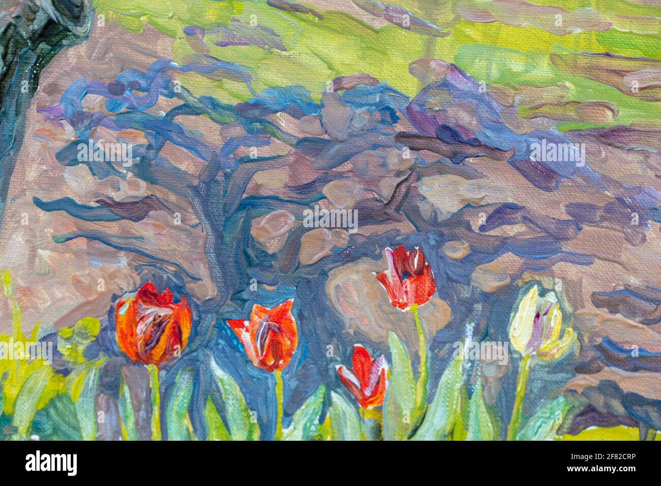 bouquet of flowers, still life, oil painting, handmade drawing Stock ...