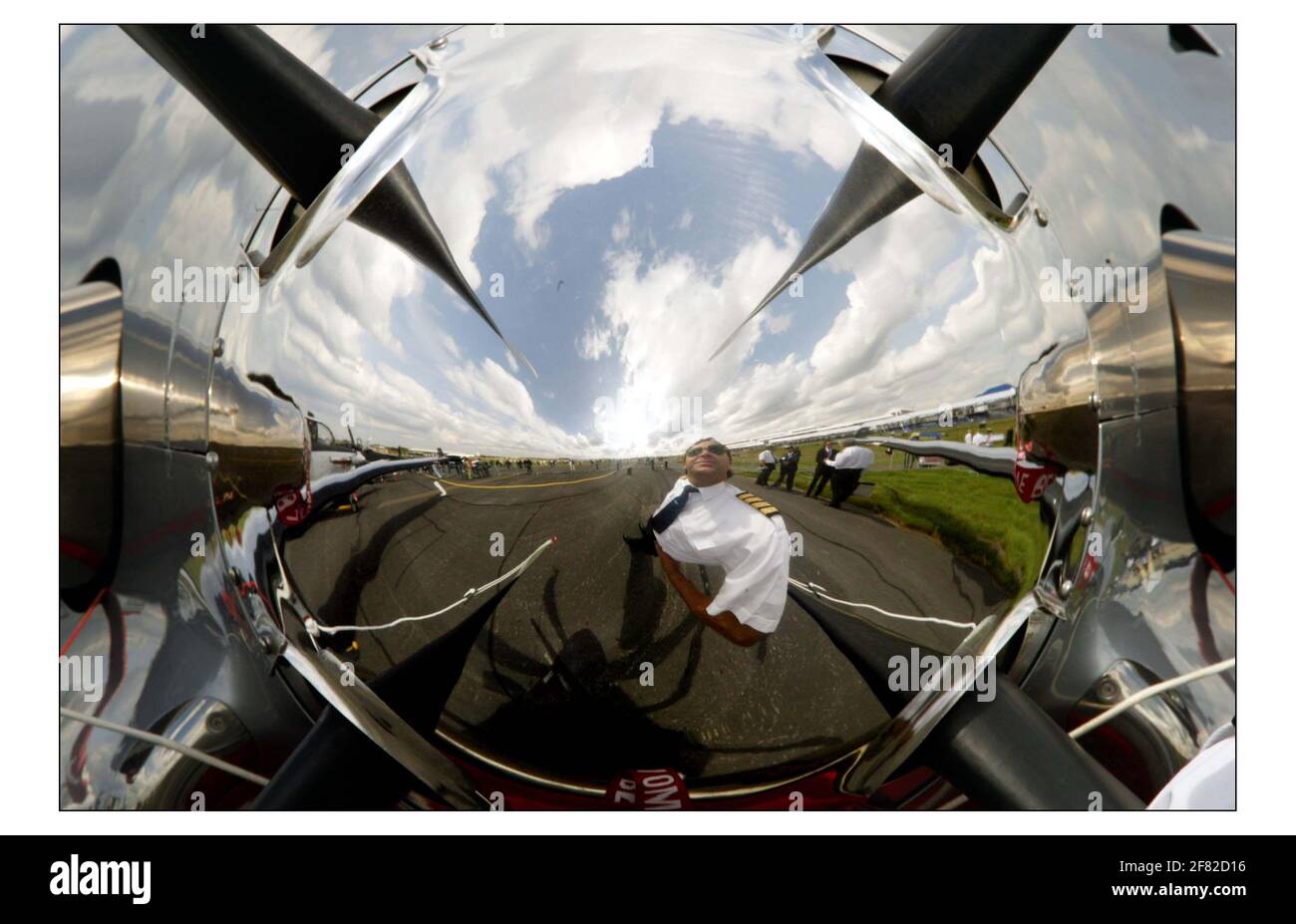 Farnborough int air show 2004........Doug Coleman pilot, reflectedin ...