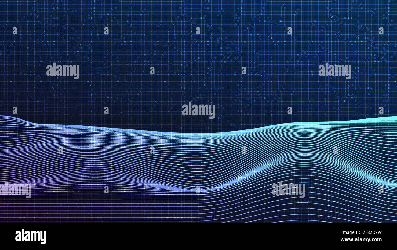 Digital Dynamic Line wave on Circuit Microchip Technology Background ...