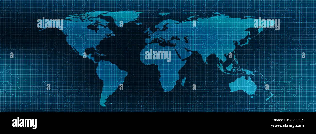 World Map Technology Backgroundconnection And Communication Concept