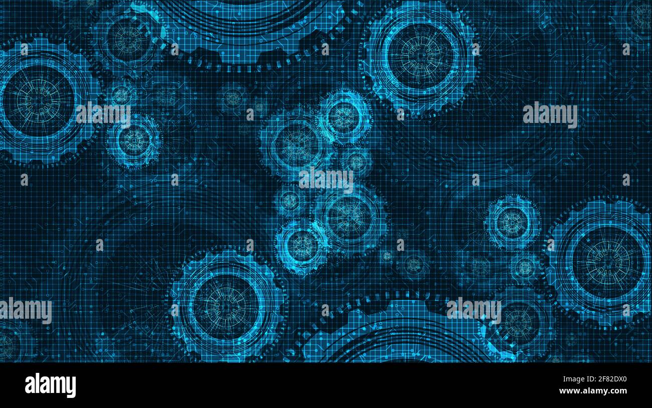 Dark Technical Gears wheel and Cock on Technology Background,free space ...