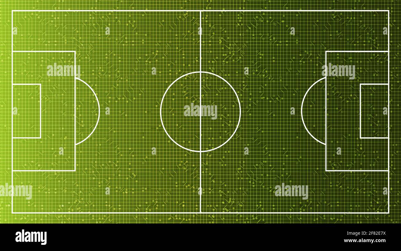Green Virtual Football field on Digital Technology Background,vector ...