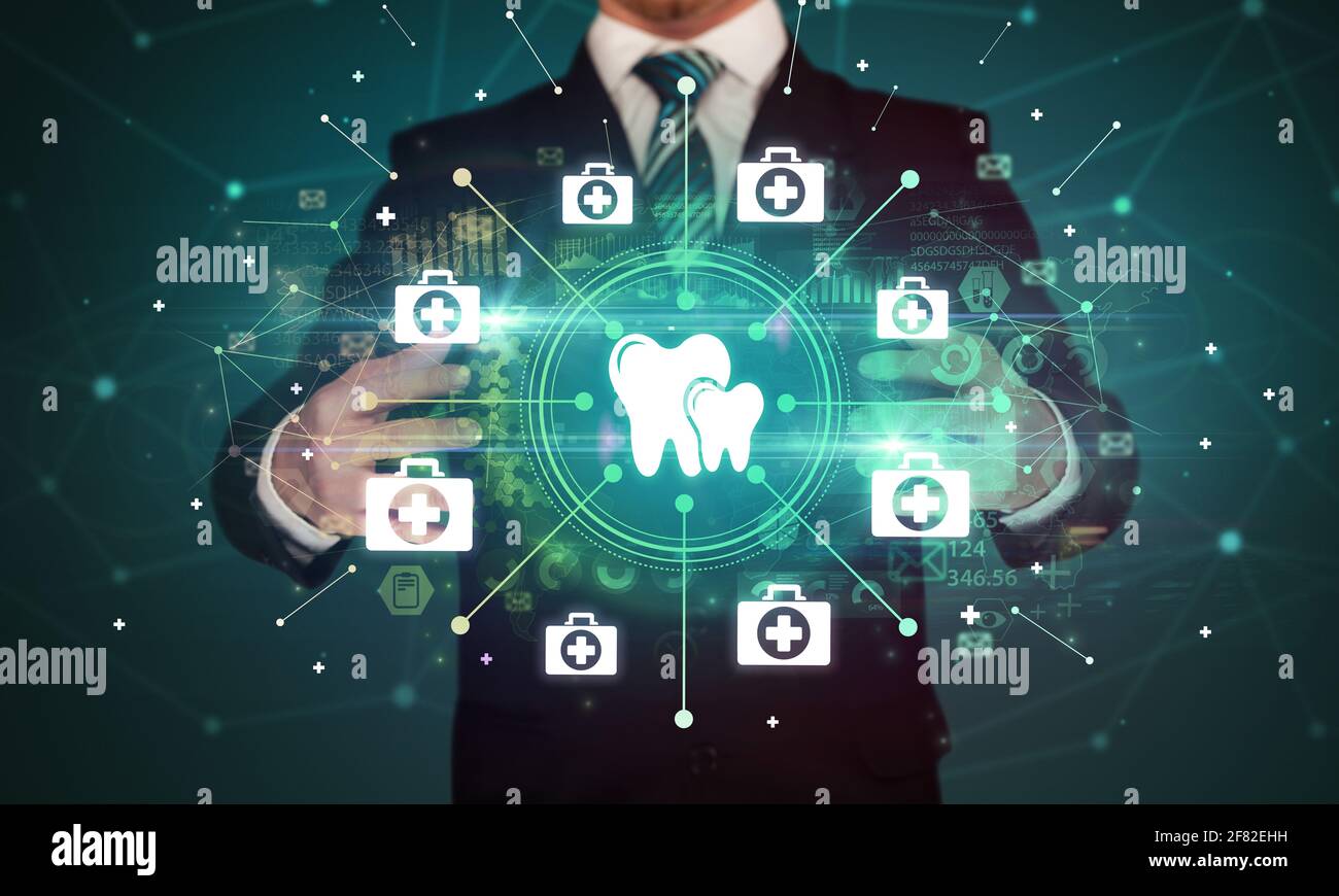 Hand holding healthcare icons concept Stock Photo - Alamy