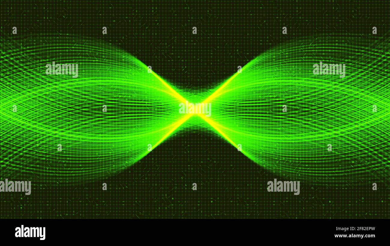 Green Waving Technology Background,Hi-tech Digital and sound wave ...