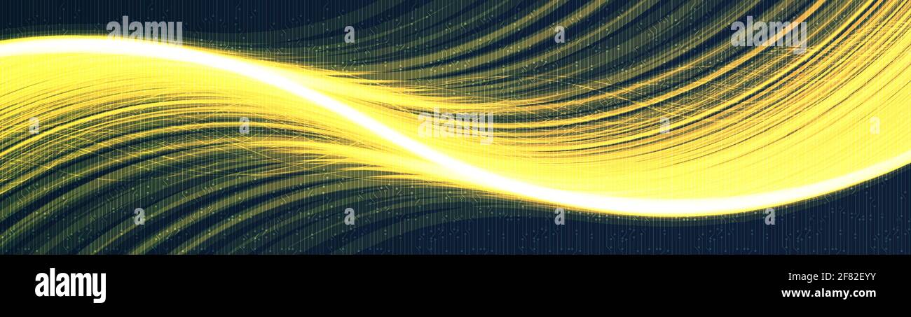 Panorama Golden Wave Technology Background,Hi-tech Digital and sound ...