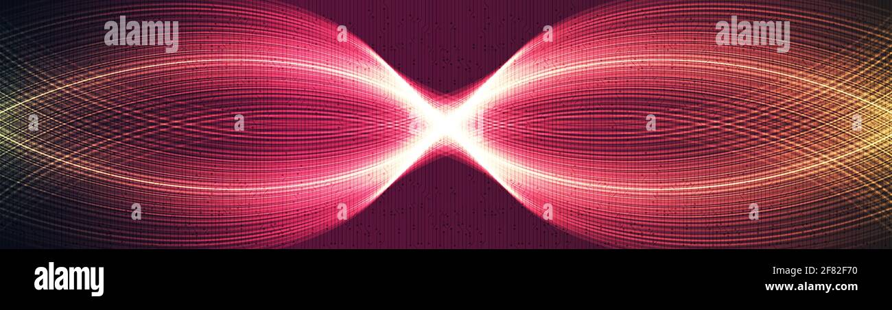 Panorama Waving Technology Background,Hi-tech Digital and electronic ...