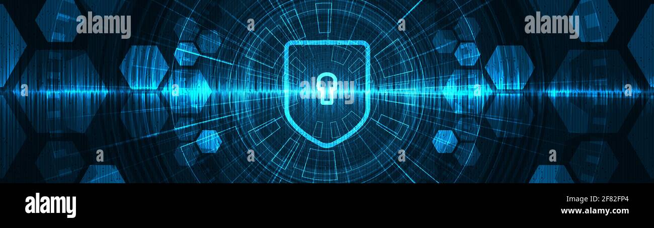 Panorama Cyber Security on Technology Background,Hi-tech Digital and ...