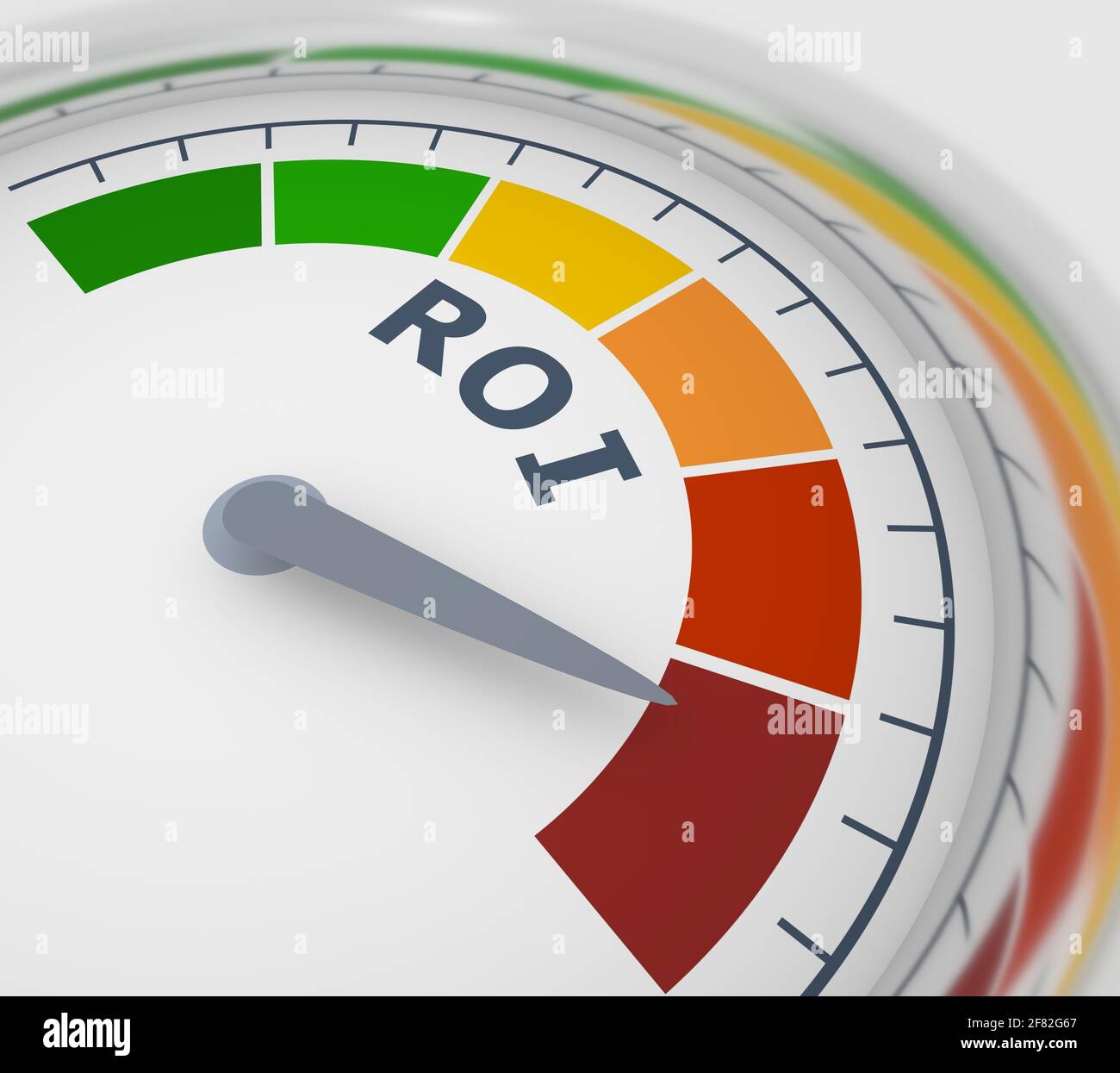 Color scale with arrow from green to red. The measuring device icon ...