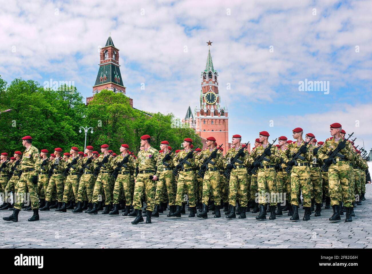 Victory Parade on Red Square in Moscow. The military are in arms. The ...
