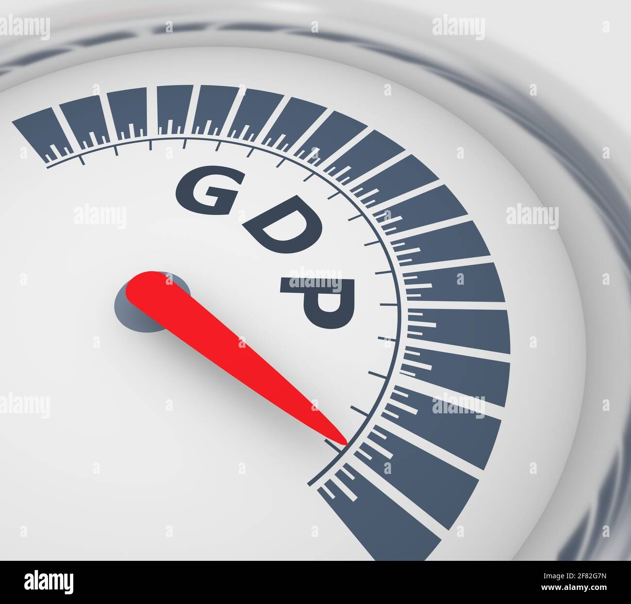 GDP - Gross Domestic Product progress. Scale with arrow. The measuring ...