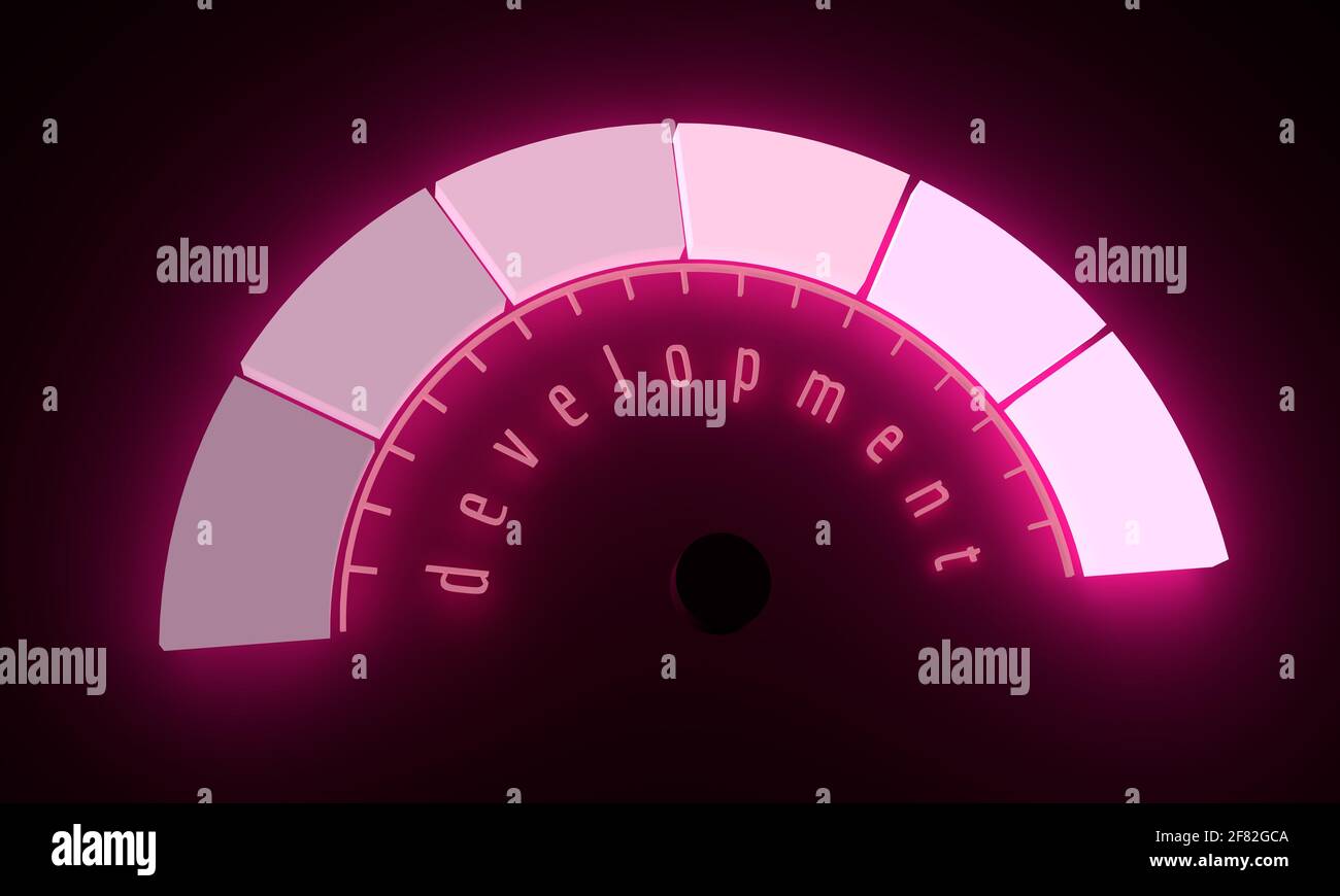 Neon shine scale. Development level measuring device icon. Sign ...