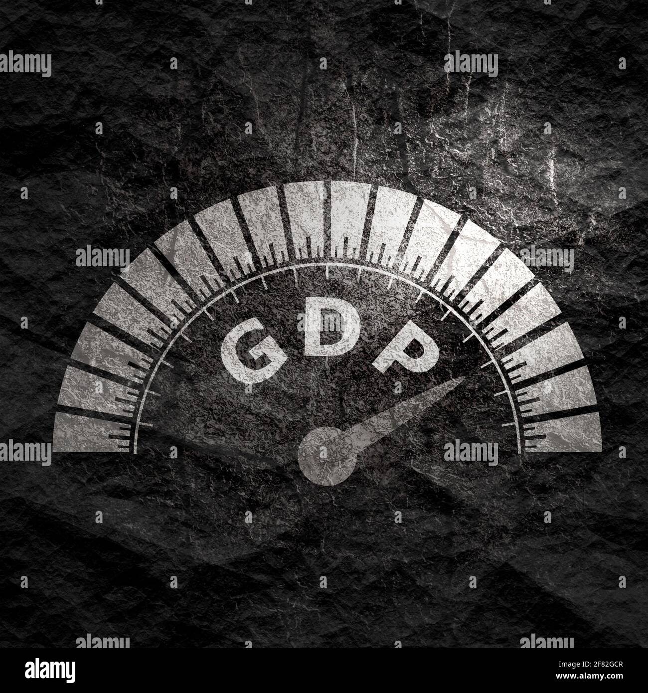 GDP - Gross Domestic Product progress. Scale with arrow. The measuring ...