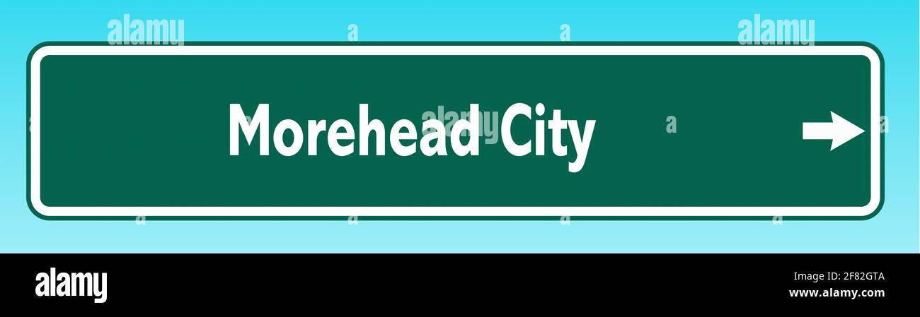 A graphic illlustration of an American road sign pointing to Morehead ...
