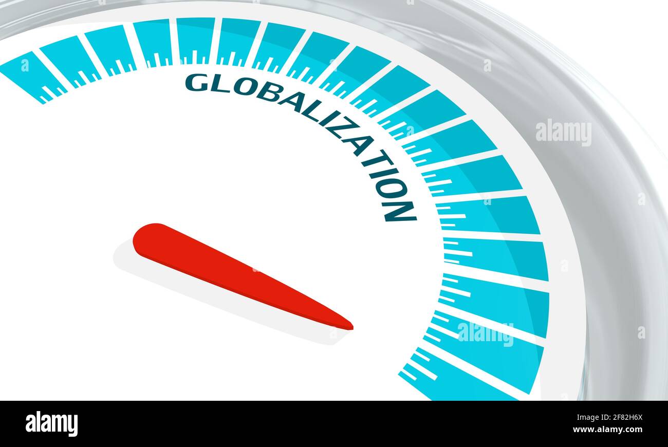 Scale with arrow. Globalization level measuring device icon. Sign ...