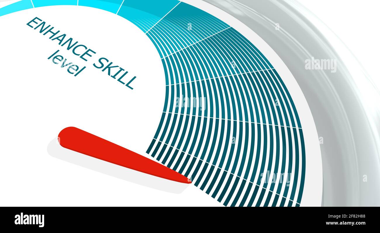 Scale with arrow. Enhance skill level measuring device icon. Sign ...