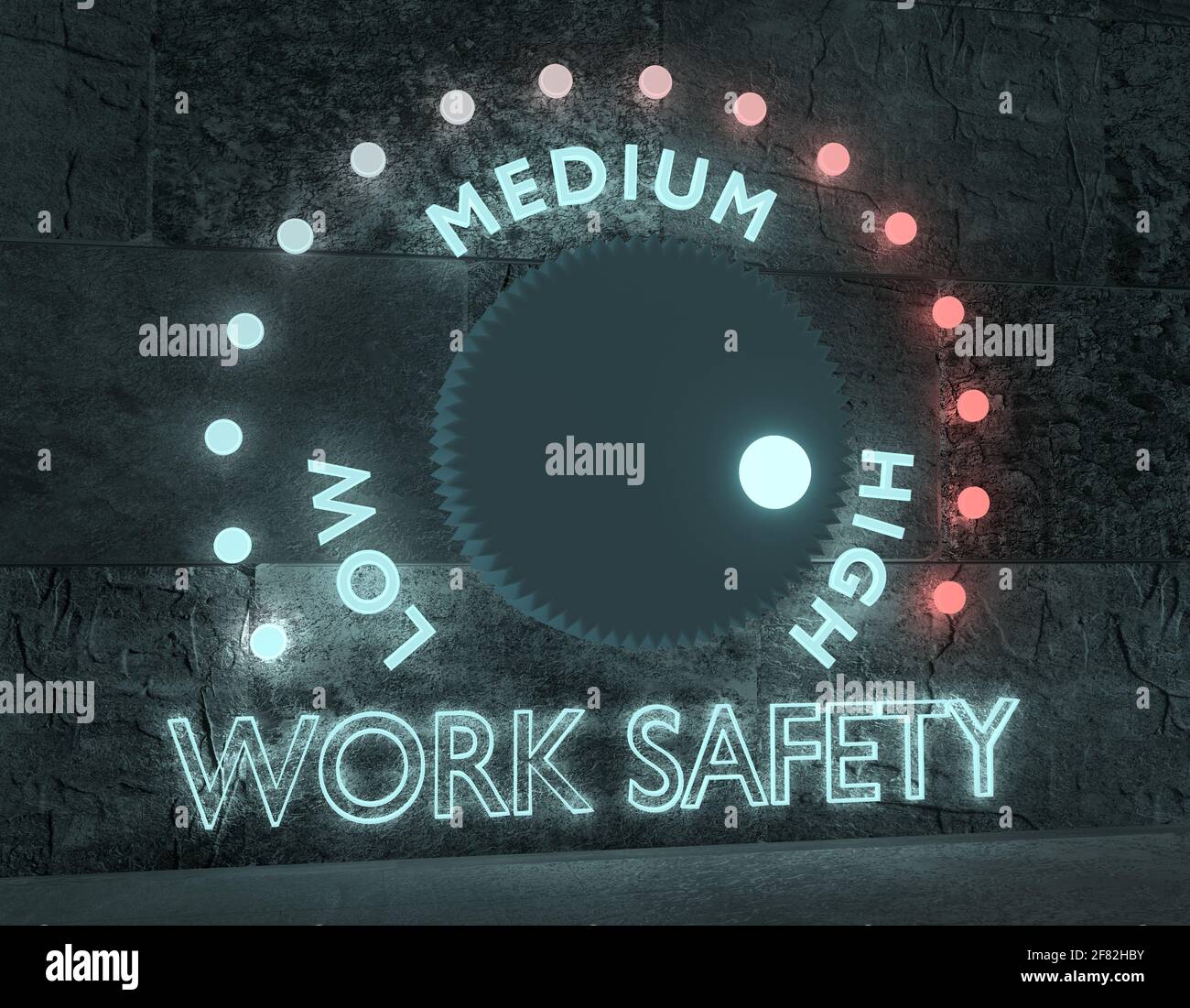 Work safety level adjust between low and high. Regulator with neon ...