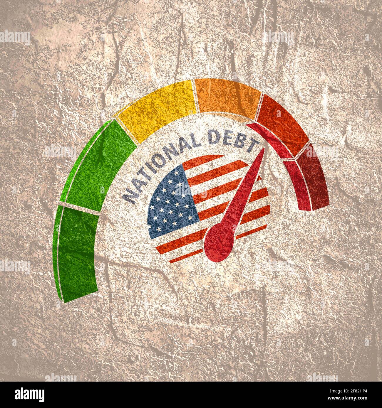 National debt meter read high level of national debt result. Color ...