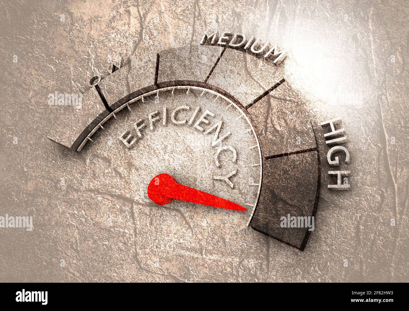 Efficiency level scale with arrow. The measuring device icon. Sign ...