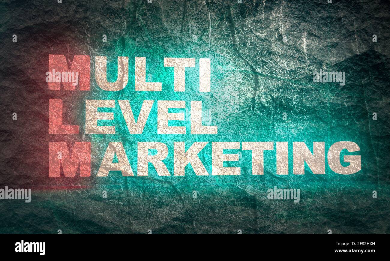 Acronym MLM - Multi level marketing. Business conceptual image. Neon ...